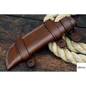 Ottoza TOP GRAIN Leather Knife Sheaths for Fixed Blade Knives, RIGHT HAND Leather Knife Sheath for Belt, Leather Knife Holster Belt Knife Holder, Horizontal Knife Sheath for Belt No:2
