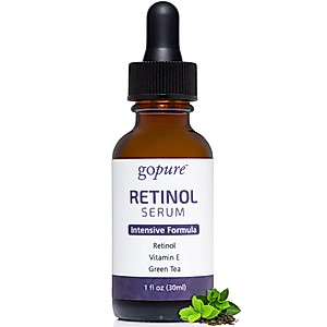 goPure Retinol Serum For Face - Anti-Aging Serum with Retinol for a Firmer, Lifted, and Youthful Look, Formulated with Green Tea and Vitamin E to Improve the Look of Dull, Uneven Skin - 1 fl oz