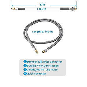 Hygie Rinse RP50390 RP44647 Kitchen Faucet Hose Replacement Compatible with Delta DST/Non-DST Faucets, Pull-Down Pull-out Faucet Spray Hose Replace with 4 Adapters, 67 Inches Chrome
