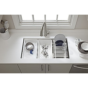 KOHLER 5540-NA Prolific 33 Inch Workstation Stainless Steel Single Bowl Kitchen Sink with Included Accessories, Undermount Installation, Stainless Steel