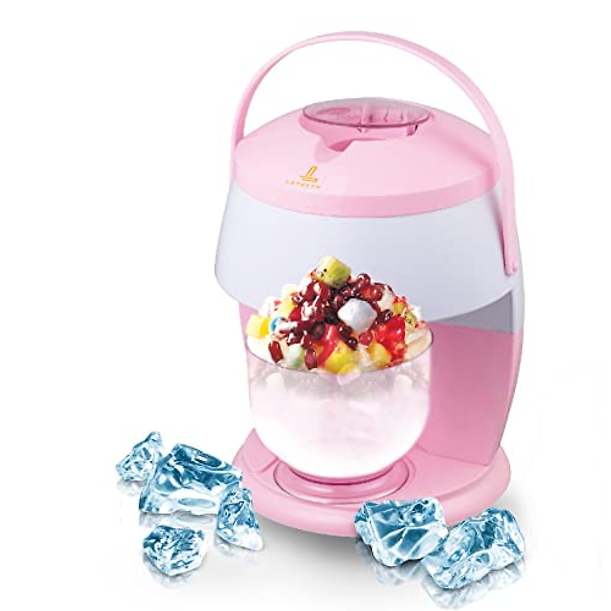 Letusto Shaved Ice Maker - Slushie Machine Use Normal Refrigerator Ice Cubes, with Stainless Steel Blades for Snow Cone, Cocktails and Snow Flakes, Bingsu Ice Shaver (Pink)