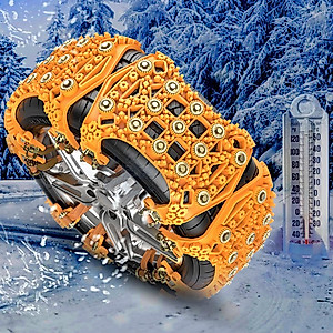 XhuangTech Car Snow Chains 6 pack Emergency Anti-Skid Wear-Resistant Non-Deformation Thickening Rubber Universal Tire Snow Chains for Width 165mm-225mm