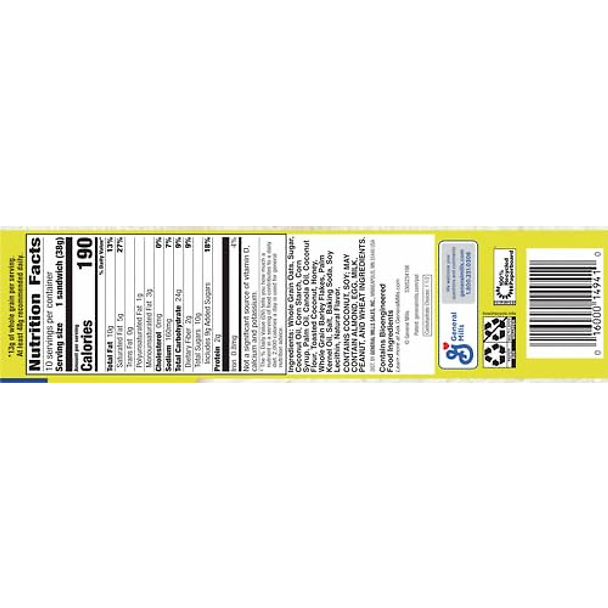 Nature Valley Biscuit Sandwiches, Coconut Butter, Snack Value Pack, 10 ct, 13.5 OZ