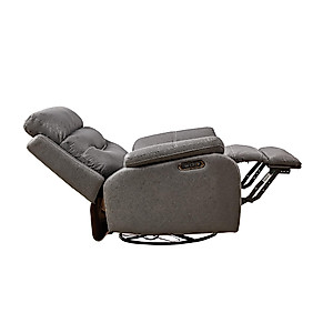 Lyromix Power Swivel Nursery Glider Recliner Chair, Gray