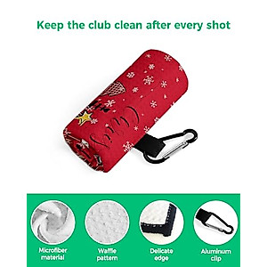 Golf Towel Christmas Tree Snowflake Red,Waffle Pattern Microfiber Club Cleaner Golf Towels with Carabiner Clip for Women Men Dad,Winter Aesthetic Cedar Golf Towel for Golf Bags Accessories,24x16in
