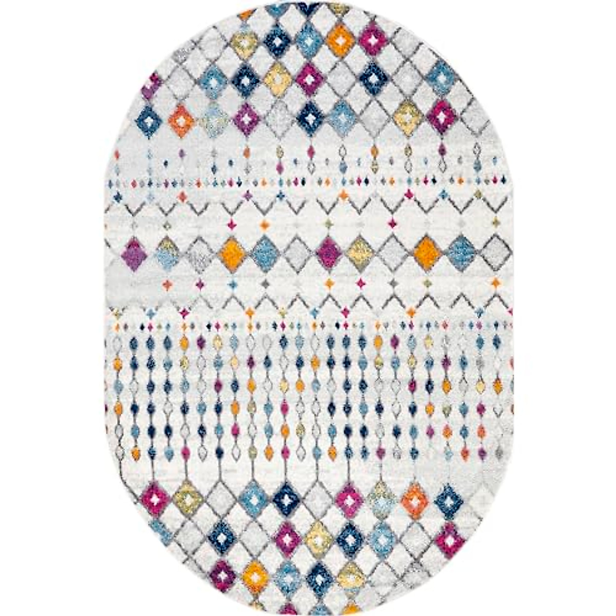 nuLOOM Oval 5x8 Moroccan Blythe Area Rug, Multicolor, Faded Bohemian Design, Stain Resistant, For Bedroom, Dining Room, Living Room, Hallway, Office, Kitchen, Entryway