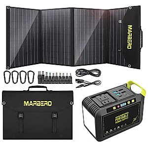 MARBERO Solar Generator 88Wh Portable Power Station with Solar Panel 100W 110V Laptop Charger for Outdoor Home Camping Emergency RV