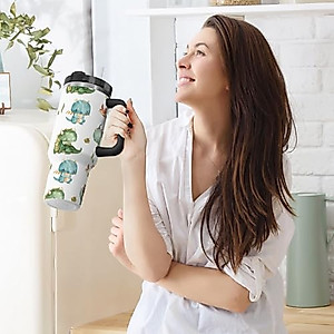 Flradish 40oz Tumbler with Handle, Cute Dragons Stainless Steel Tumbler with Lid and Straws Double Wall Vacuum Insulated Leakproof Coffee Travel Mug