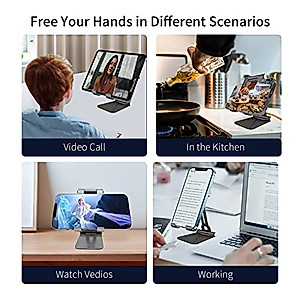 Cell Phone Stand, Adjustable Foldable Aluminum Desktop Phone Holder Cradle Dock Compatible with iPhone 14 13 12 11 Pro Max, SE, XR, 8 Plus, Android Smartphone, Pad, Desk Accessories