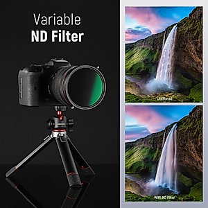 NEEWER 2 in 1 82mm Variable ND Filter ND2–ND32&CPL Filter(Circular Polarizer Filter) No X Cross/30 Layer Nano Coated/HD Optical Glass/Ultra Slim Aluminum Alloy Frame/Water Repellent/Scratch Resistant