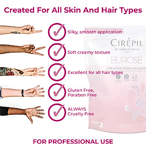 Cirepil - Eurose - 800g / 28.22 oz Wax Beads Bag - All-Purpose & Unscented - Ultra Smooth & Creamy Texture - Perfect for Short Hairs