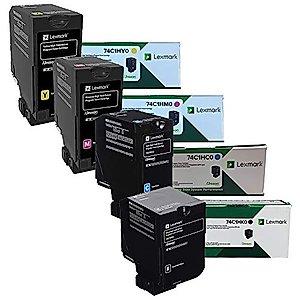 Lexmark 74C1HK0, 74C1HC0, 74C1HM0, 74C1HY0 High Yield Toner Set (BK 20,000 / CMY 12,000)