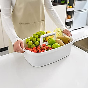 AWEHIRU FVLFIL Large Cleaning Supplies Caddy With Handle, Plastic Cleaning Bucket Organizer for Cleaning Products, Under Sink Tool Storage Caddy(Blue)