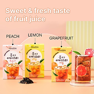 Teazen Summer Peach Iced Tea, Sugar Free, Uva Black Tea, Hydration Drink Mix, 10 Sticks, 1.76oz