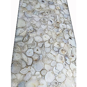 30 x 60 Inches White Agate Stone Dining Table Top with Elegant Look Rectangle Meeting Table from Indian Heritage Art and Crafts
