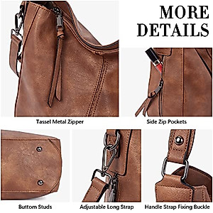 BOSTANTEN Purses for Women Designer Leather Handbags Hobo Bags Ladies Shoulder Crossbody Bags with Tassel Brown