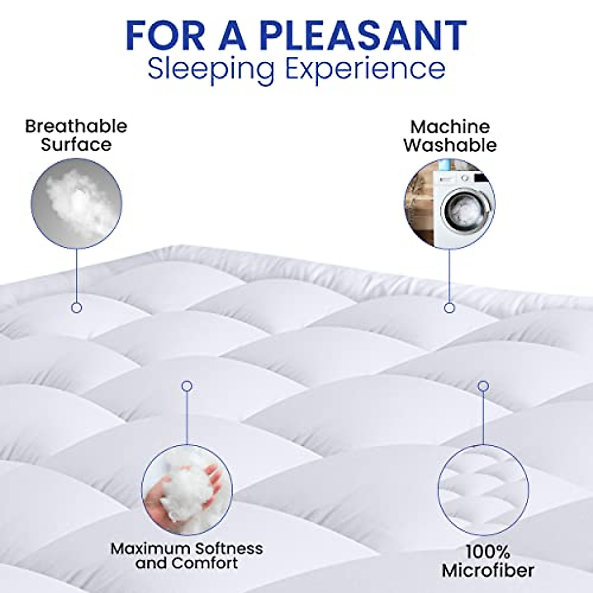 Utopia Bedding Quilted Fitted Premium Mattress Pad Full Size - Pillow Top Mattress Topper - Elastic Fitted Fluffy Mattress Protector - Mattress Cover Stretches up to 16 Inches Deep -Machine Washable