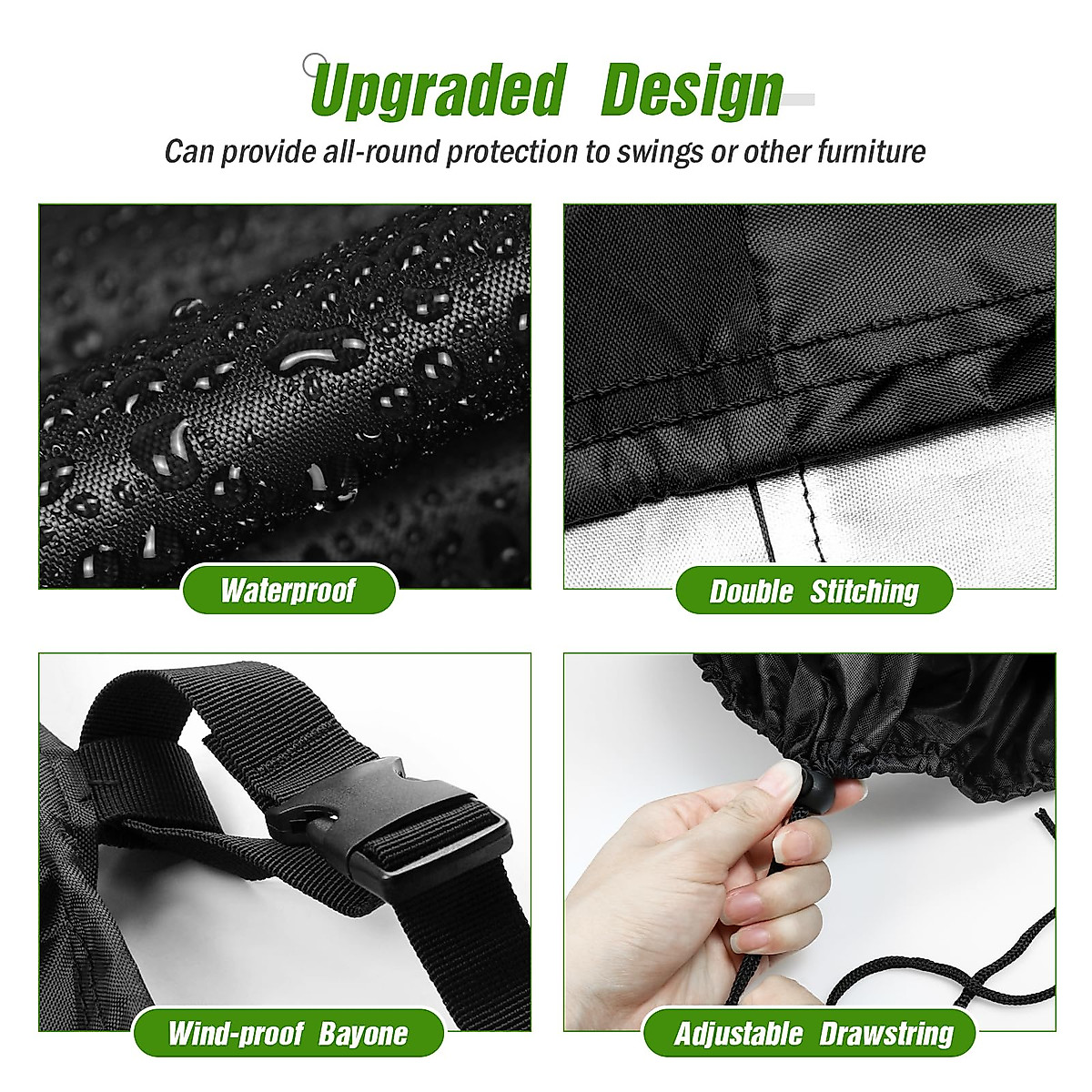 Kasla Outdoor Swing Cover, A Frame Patio Swing Cover,Swing Cover for Outdoor Furniture Porch Cover Glider Hammock Cover Waterproof 84" L×63" W×70" H