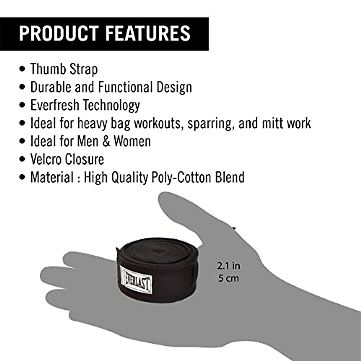 Everlast 4455BP Hand Wraps,Black