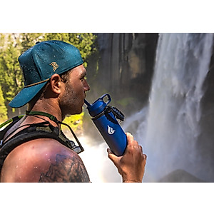 HYDRO CELL Stainless Steel Insulated Water Bottle with Straw - For Cold & Hot Drinks - Metal Vacuum Flask with Screw Cap and Modern Leakproof Sport Thermos for Kids & Adults (Navy 24oz)