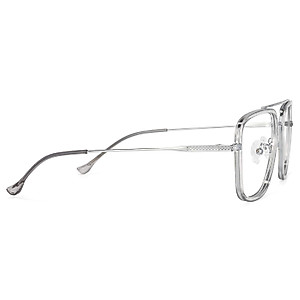 Zeelool Unisex Retro Metal Aviator Eyeglasses Frame for Women Men with Non-prescription Clear Lenses Nayeli Gray-Silver