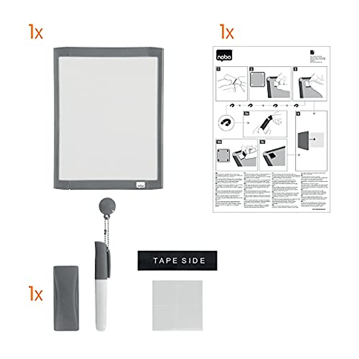Nobo 1903816 Mini Magnetic Whiteboard with Coloured Frame, Dry Wipe, Wall Mountable, Includes Whiteboard Pen, Magnets, Eraser & Foam Adhesive Mounting Pads,Light Blue,216 x 280 mm