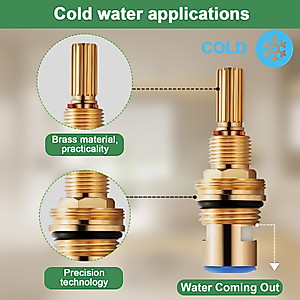 Brass 1-001 Cold Cartridge, Compatible With Brass 1-001 Cartridge, Faucet Cartridge for Bathroom Basin Faucet, Brass Constructio (1-001 Cold Cartridge)