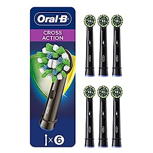 Oral-B CrossAction Electric Toothbrush Replacement Brush Heads, Black, 6 Count