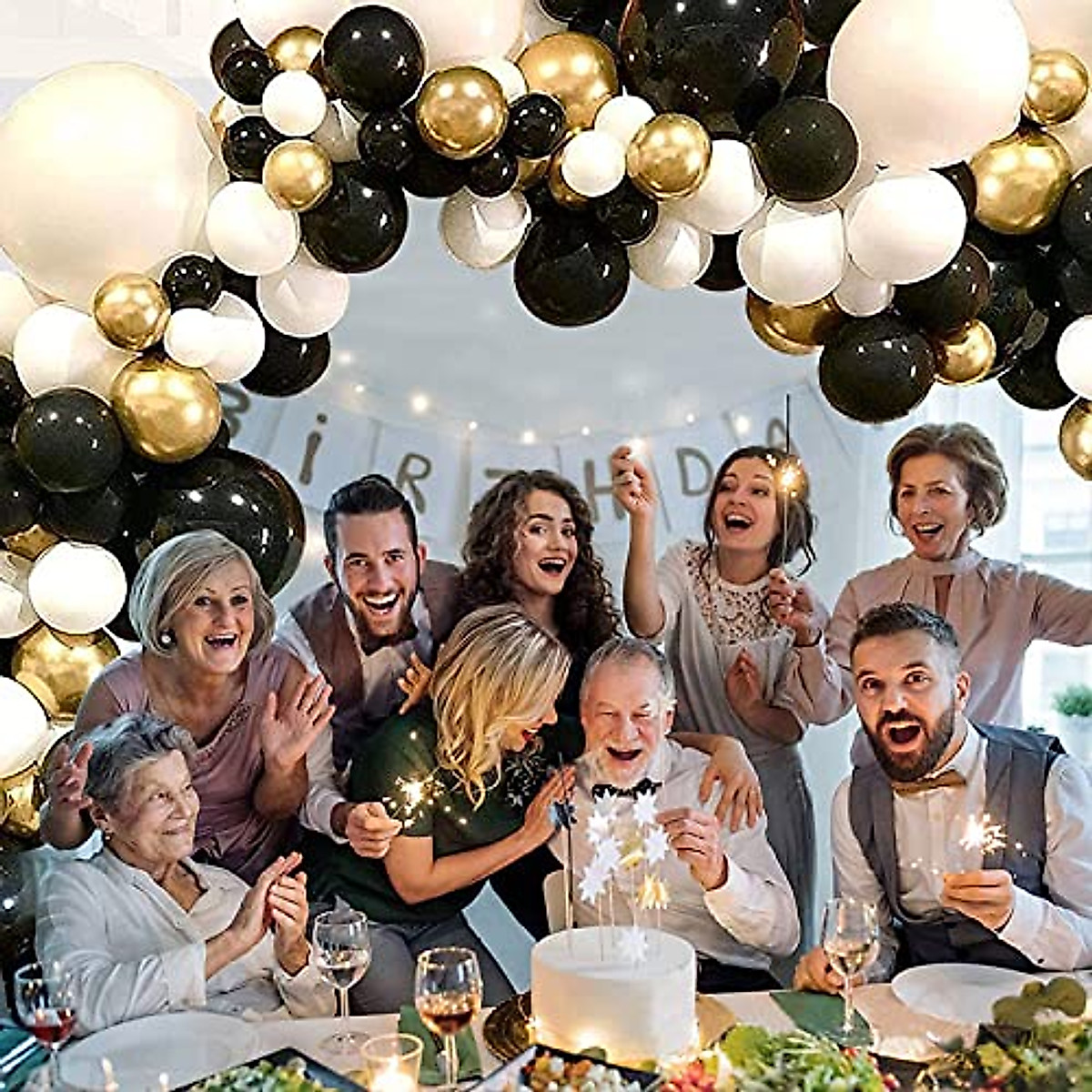 VIVID TREE Black and White Gold Balloons Arch Garland Kit,Party Birthday Balloons Decoration Set for Bridal,Baby Shower, Wedding, Birthday, Graduation, Anniversary Party
