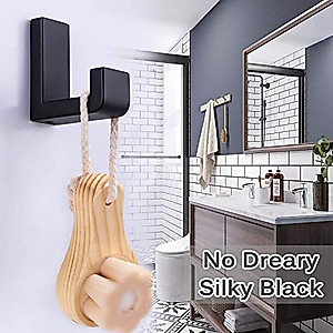 Angle Simple Robe Towel Hook Matte Black, Stainless Steel Clothing Towel Hanger, Wide Utility Hook, Hand Towel Holder for Bathroom Kitchen Office Cabinet, Modern and Farmhouse Style, Wall Mount