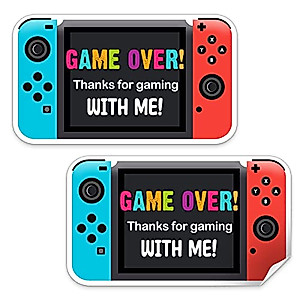 Video Game Party Thank You Sticker Labels, Great for Party Favors, Envelope Seals & Goodie Bags（54 Count）