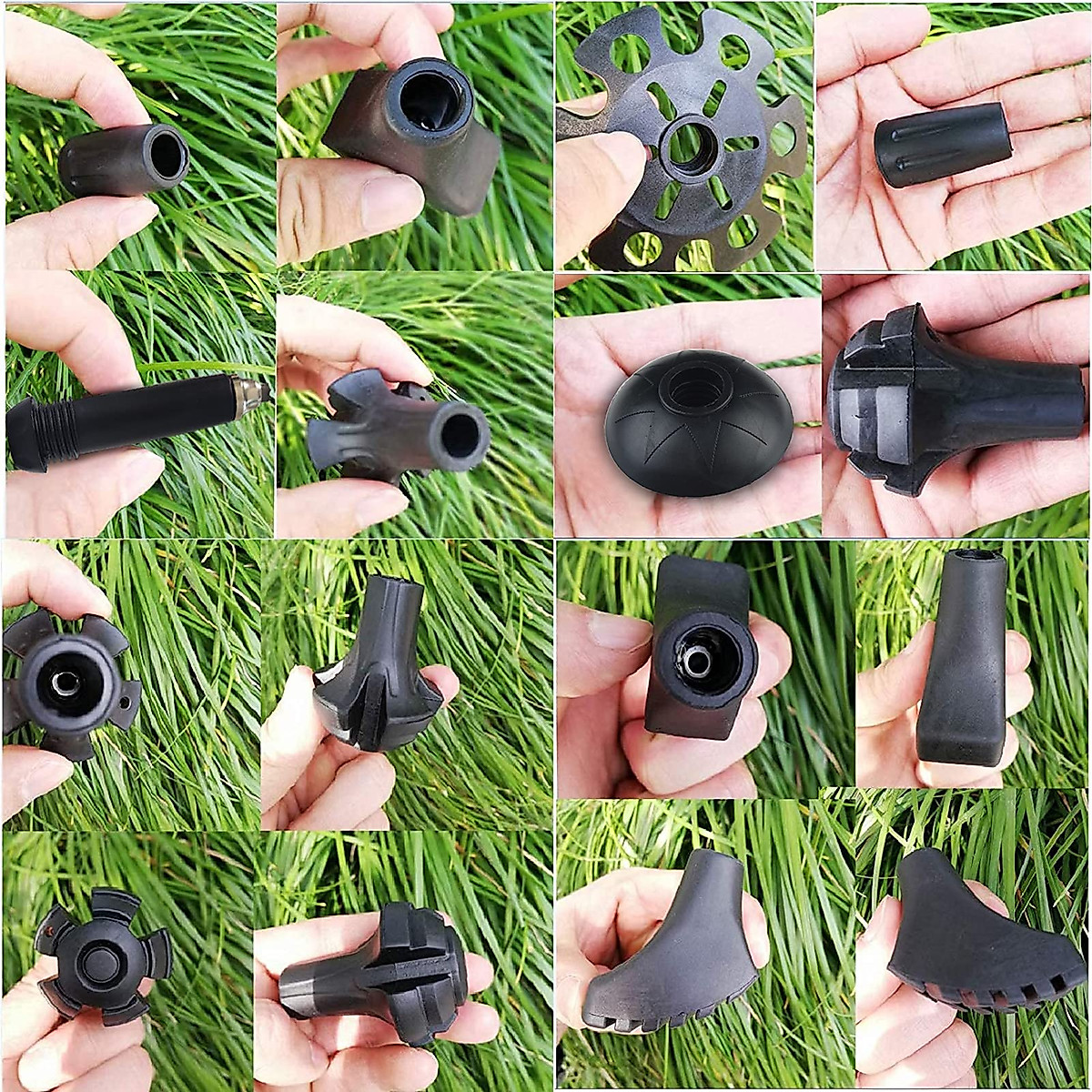 Favuit Hiking Pole Tips, Walking Stick Rubber Tips Trekking Poles 6Pcs Replacement Protectors Boot Tips Rubber Feet fits Most Standard Hiking Sticks 11mm Hole Diameter