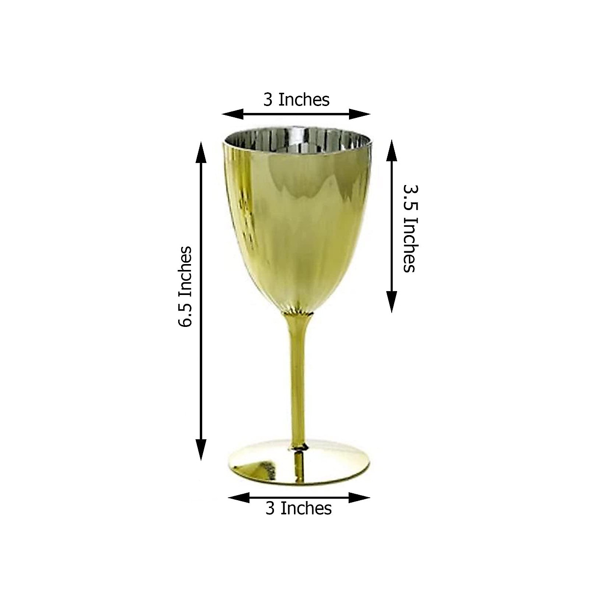 Efavormart Set of 6-8Oz - Gold Metallic Premium Disposable Wine Glasses, Stemmed Wine Goblets for Wedding, Outdoor Receptions, Banquets, Holiday Dining