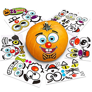 ArtCreativity Halloween Pumpkin Stickers for Decorating - 12 Sheets - Jack-o-Lantern - 26 Pumpkin Decorating Stickers - Cute Halloween Toddler Decor Idea - Pumpkin Party Favors - Halloween Favors