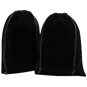Velvet Drawstring Gift Bags - Bulk Wholesale (6 x 8 inch - 50 pack, Black)