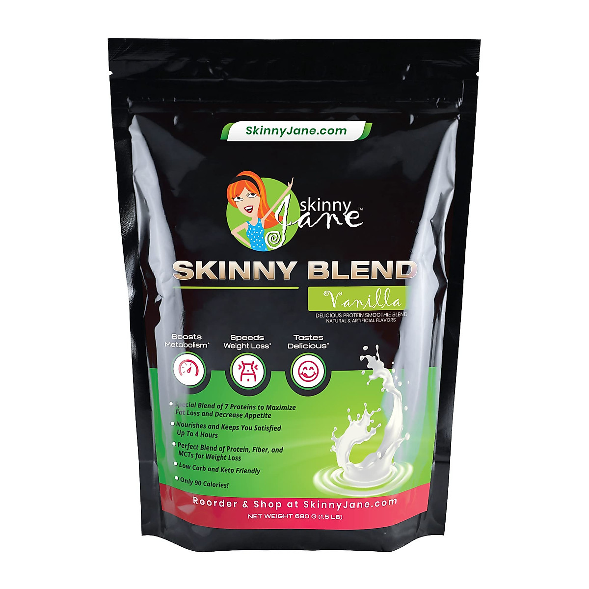 Skinny Blend | Best Tasting High Protein Shake for Women | Low Carb & Keto Friendly Meal Replacement | Satisfy Hunger & Boost Energy | Delicious Vanilla Flavor | 30 Shakes