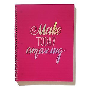 Make Today Amazing 2-Pack Poly Spiral & Composition Notebook Set, Wide Ruled, 80 Sheet Jewel Tone Metallic (Pink)