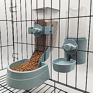 BNOSDM Rabbit Automatic Food Feeder and Water Dispenser Bunny Gravity Feeding Station Waterer Set Hanging Self-Dispensing Feeder for Ferret,Guinea Pigs Chinchillas Kitten (Blue)