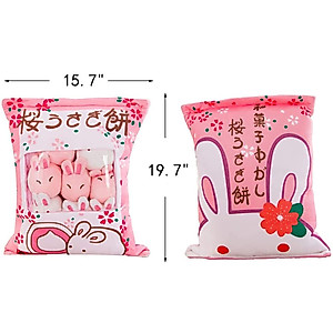 SHDZKJ Cute Bag of Cherry Blossom Bunnies Plush Toy Soft Throw Pillow Stuffed Animal Toys Creative Gifts Room Decor…