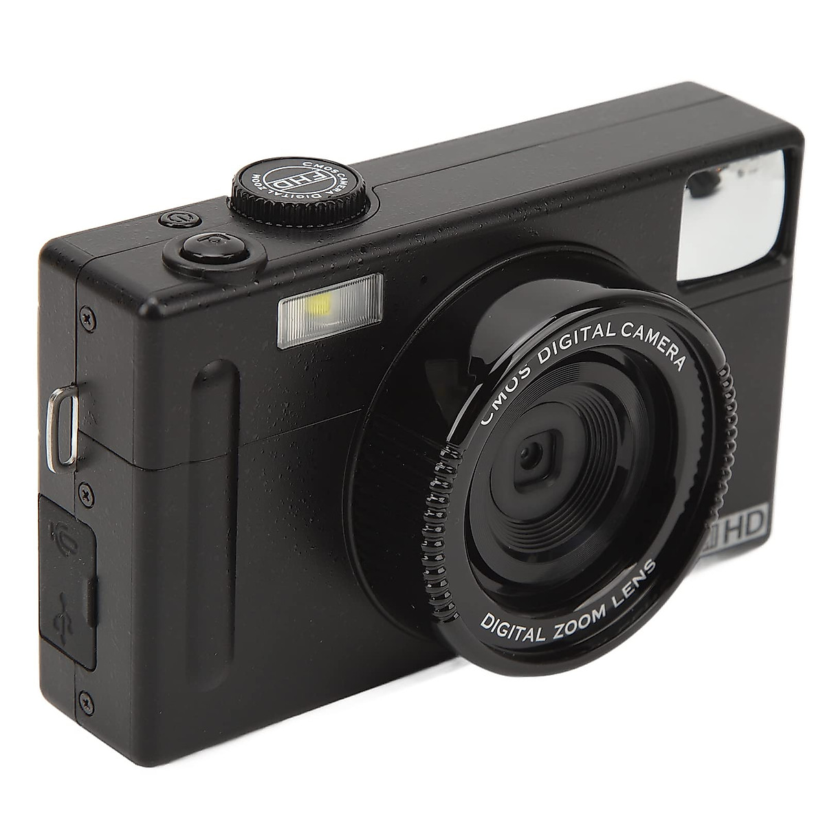 Vlogging Camera, Long Battery Life Selfie Dual Screen 4K Digital Camera Multifunction Cyclic Record 4X Zoom for Travel for Kids for Beginners for Outdoor (Black)