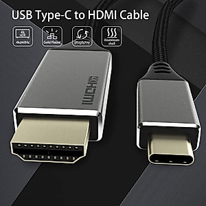 USB C to HDMI Cable 6FT, 4K USB Type-C to HDMI Ports Nylon Braided Cable for Home Office
