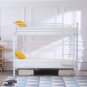 Bonnlo Bunk Bed Twin Over Twin, Metal Bunk Beds White for Girls/Boys/Adults, Anti-Slip Flat Step, No Box Spring Needed