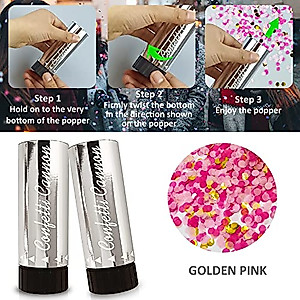 8 PCS Push Pop Confetti Poppers Cannons for Wedding Birthday Graduation Baby Shower Anniversary Christmas New Year's Kids Fun Party Supplies Decorations and Favors (Pink + Gold)