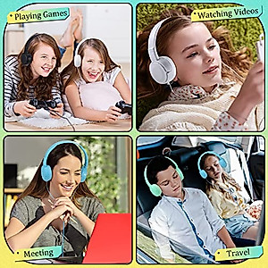 12 Pack Kids Headphones Bulk Classroom Headphones with Microphone 3.5 mm Jack Stereo Headphones Multi Color Headsets Adjustable Wired on Ear Headphones for Kids Adults School Classroom Library
