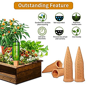 Plant Watering Spikes 12 Pack,Terracotta Plant Watering Spikes Wine Bottle Automatic Plant Waterer for Watering Indoor and Outdoor Plants While on Vacation - Plant Perfect Self-Watering Device