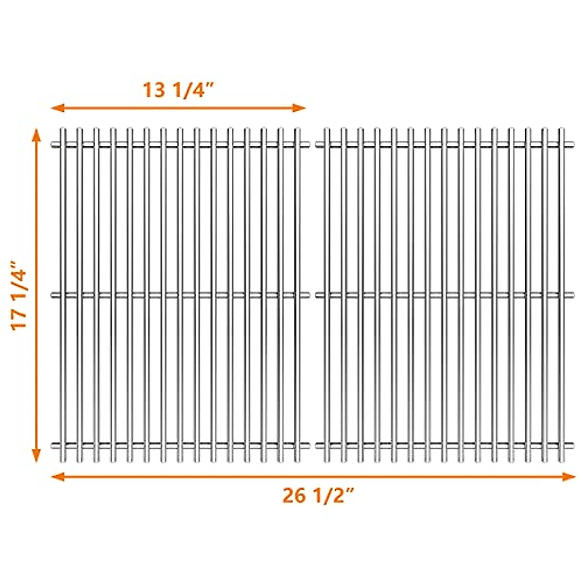 Hisencn Grill Cooking Grate for Charbroil 463241113 463449914 463411512 463446015, for Nexgrill 720-0830H 720-0783E 720-0888, for Master Forge 1010037, Stainless Steel Grids Replacement Part, 17 1/4"
