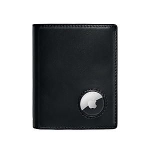 THE NAYAN Apple AirTag Wallet - Bifold Minimalist AirTag Wallet for Men, RFID blocking AirTag Leather Wallet Holds Up to 16 Cards - Premium Gift box - Black (AirTag not included)