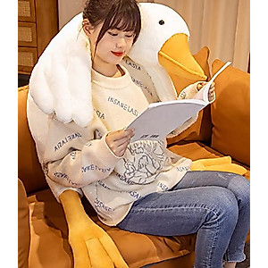 BXEBUI Giant White Goose Stuffed Animal, Very Big Huge Goose Plush Pillow Toy, Cute Duck Plush Throw Pillow (20 in)