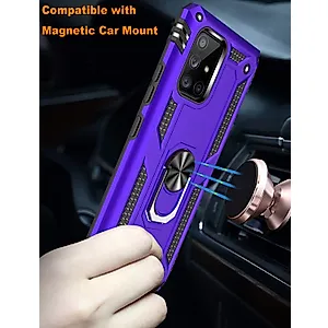 LUMARKE for Galaxy A51 5G Case with Screen Protector,Pass 16ft. Drop Tested Military Grade Protective Phone Cover with Magnetic Ring Kickstand Compatible with Car Mount Holder Purple