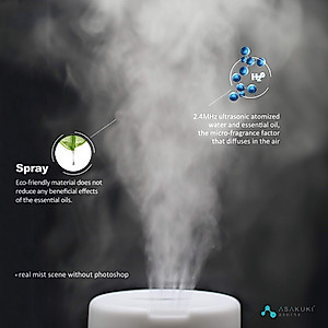 ASAKUKI 300ML Essential Oil Diffuser, Quiet 5-in-1 Premium Humidifier, Natural Home Fragrance Aroma Diffuser with 7 LED Color Changing Light and Auto-Off Safety Switch-Light Brown